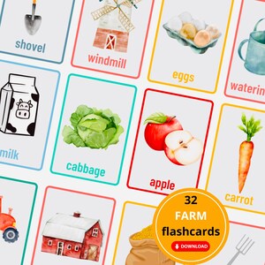 Farm Flash Cards on the Farm for Kids Farm Tools Farm Animals Farm Life ...