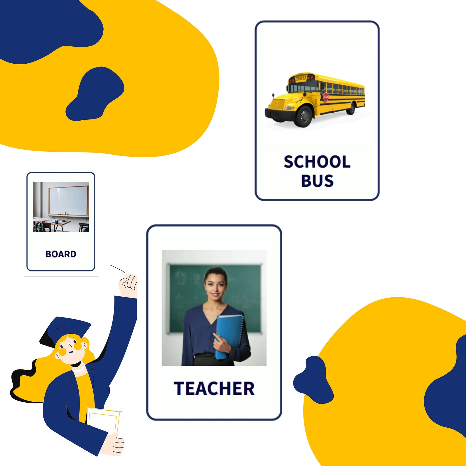 School Objects Vocabulary Flash Cards, English Vocabulary ESL Classroom ...