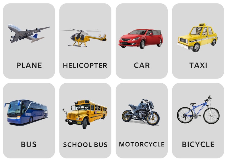 Transport Flashcards Vehicle Flashcards Image Cards for Kids ...