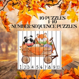 Preschool Printable Number Sequence Puzzles 1-10 Montessori Fall Math ...