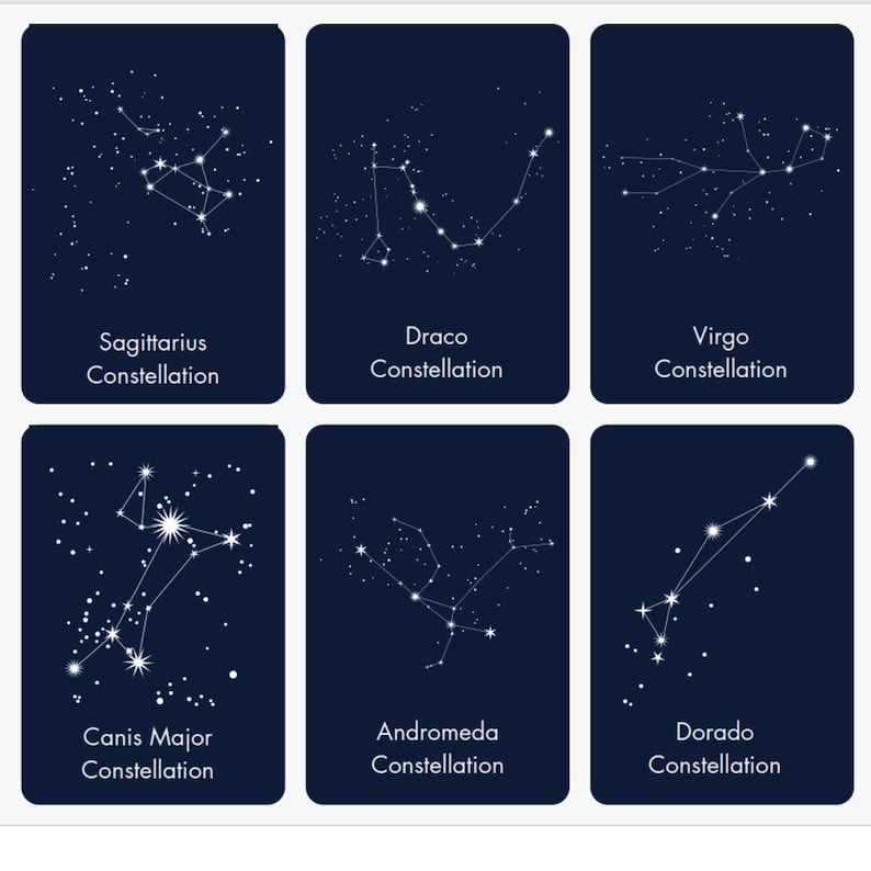 Constellations Flashcards, Montessori Astronomy Printable (80 Cards) - Etsy