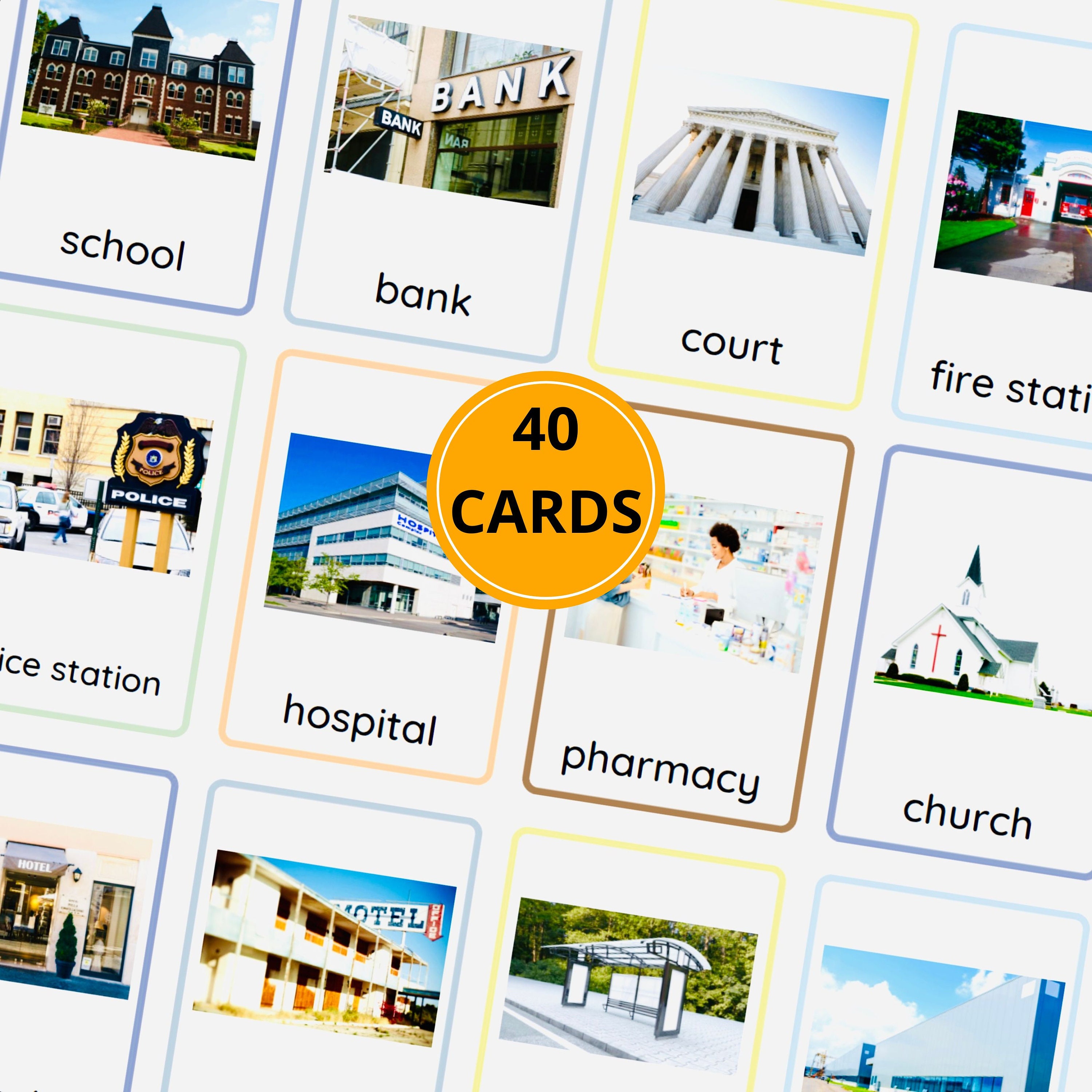 PLACES Flashcards, Places in the City, Buildings Nomenclature Cards ...