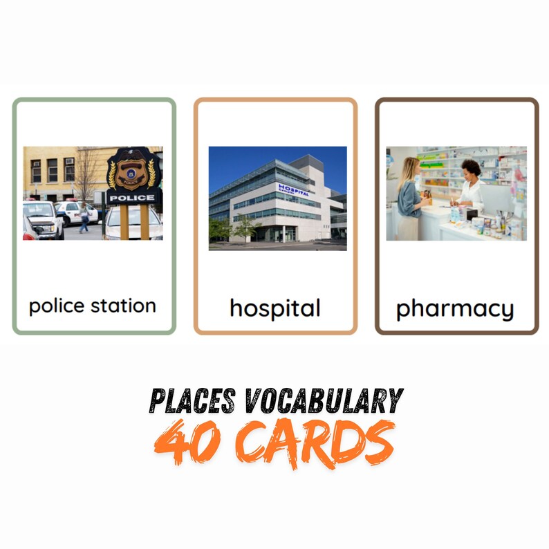 PLACES Flashcards, Places in the City, Buildings Nomenclature Cards ...