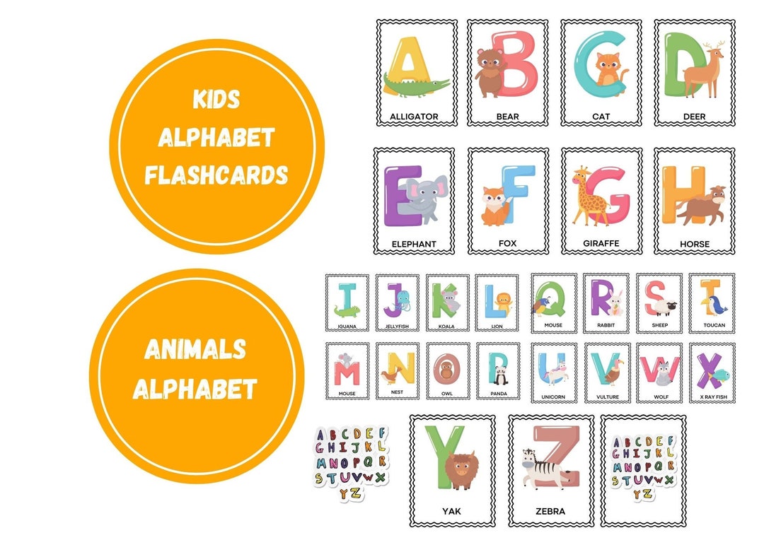 Printable Alphabet Flashcards for Kids/ Animal Alphabet Image - Etsy Canada