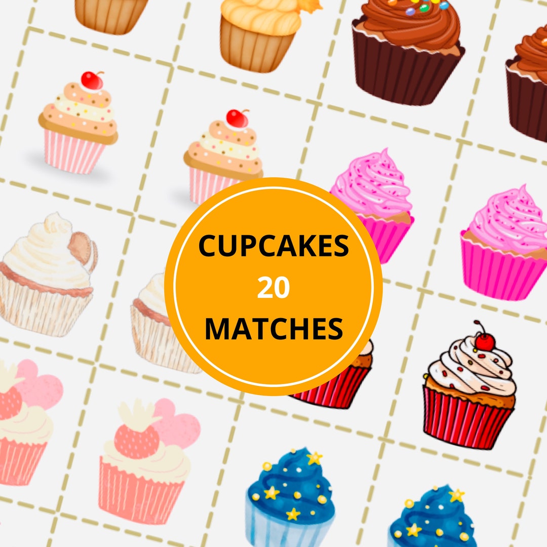 Cupcakes Memory Game Printable, Preschool Matching Activity (PDF/PNG ...