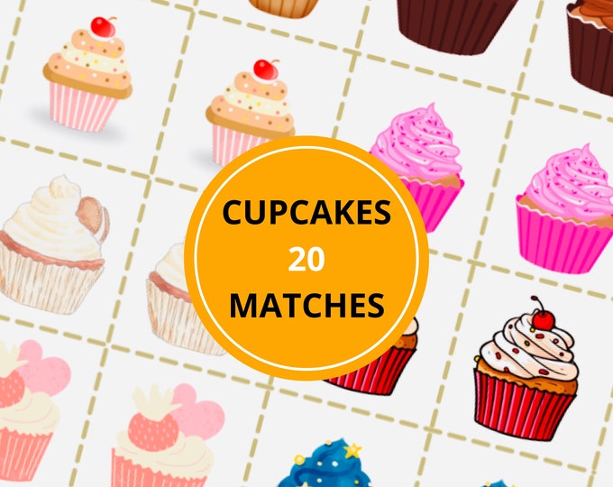 Cupcakes Memory Game Printable, Preschool Matching Activity (PDF/PNG ...