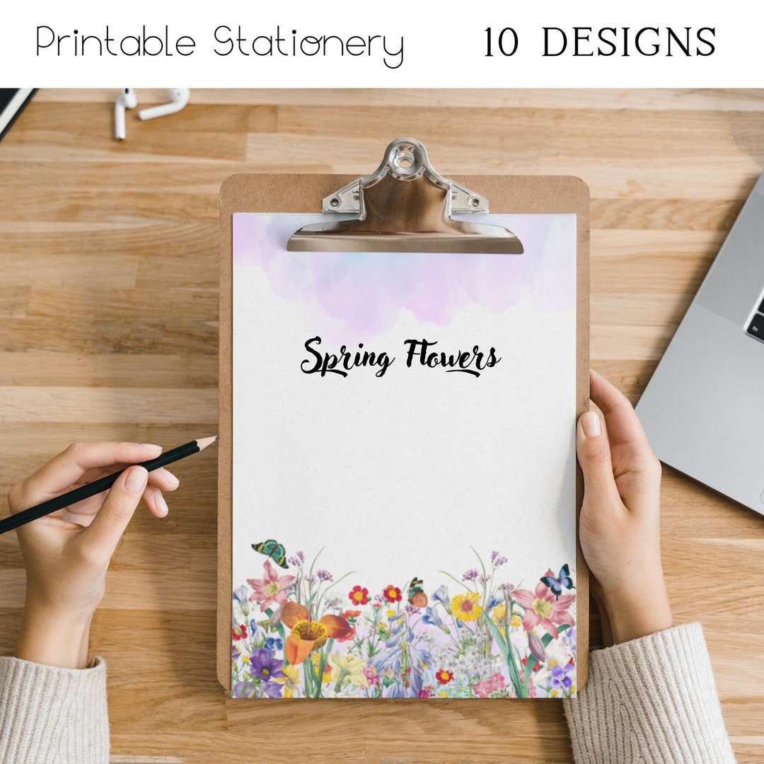 Letter Writing Stationery Spring Flowers Letter Writing Paper Printable ...