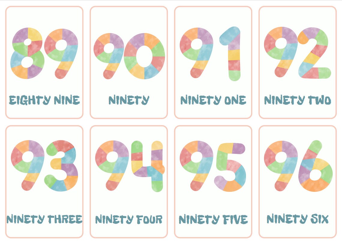 Numbers Printable Flash Cards, Preschool Counting Cards, Montessori ...