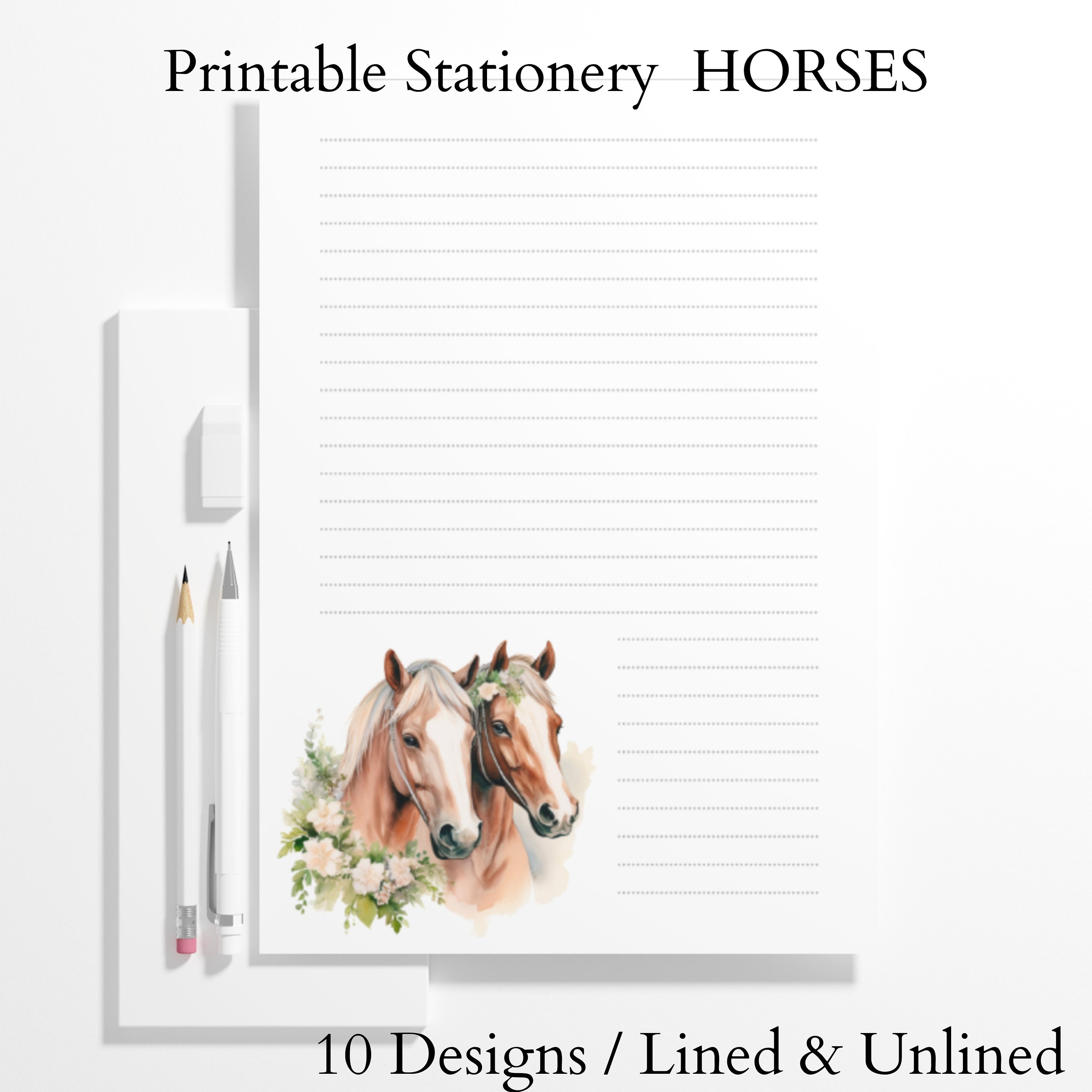 Equestrian Stationery Printable, Horses Stationary, Horses Art, Horses ...