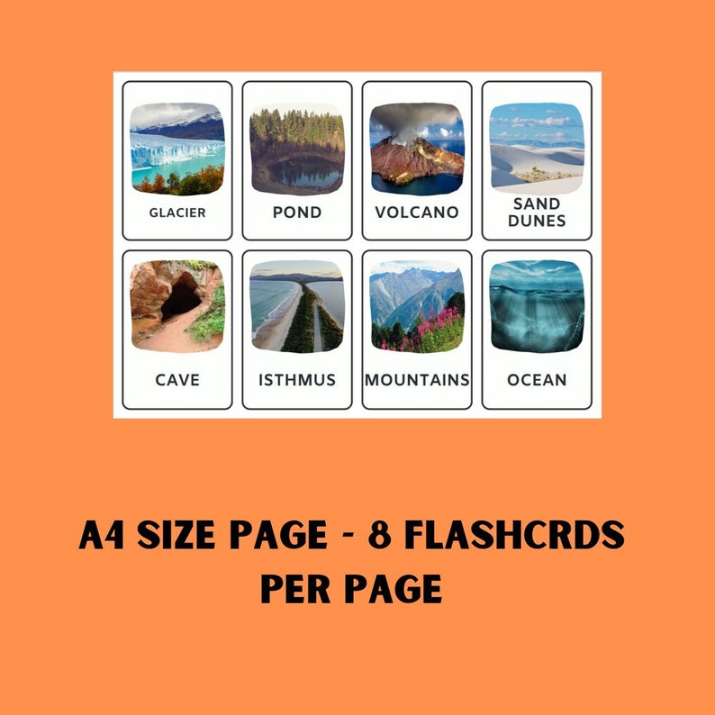 Landforms Flashcards Montessori, Geography Materials (digital Download ...