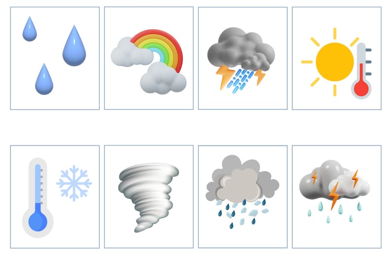 Weather Printable Memory Game Pre-school Printable Game Homeschool ...