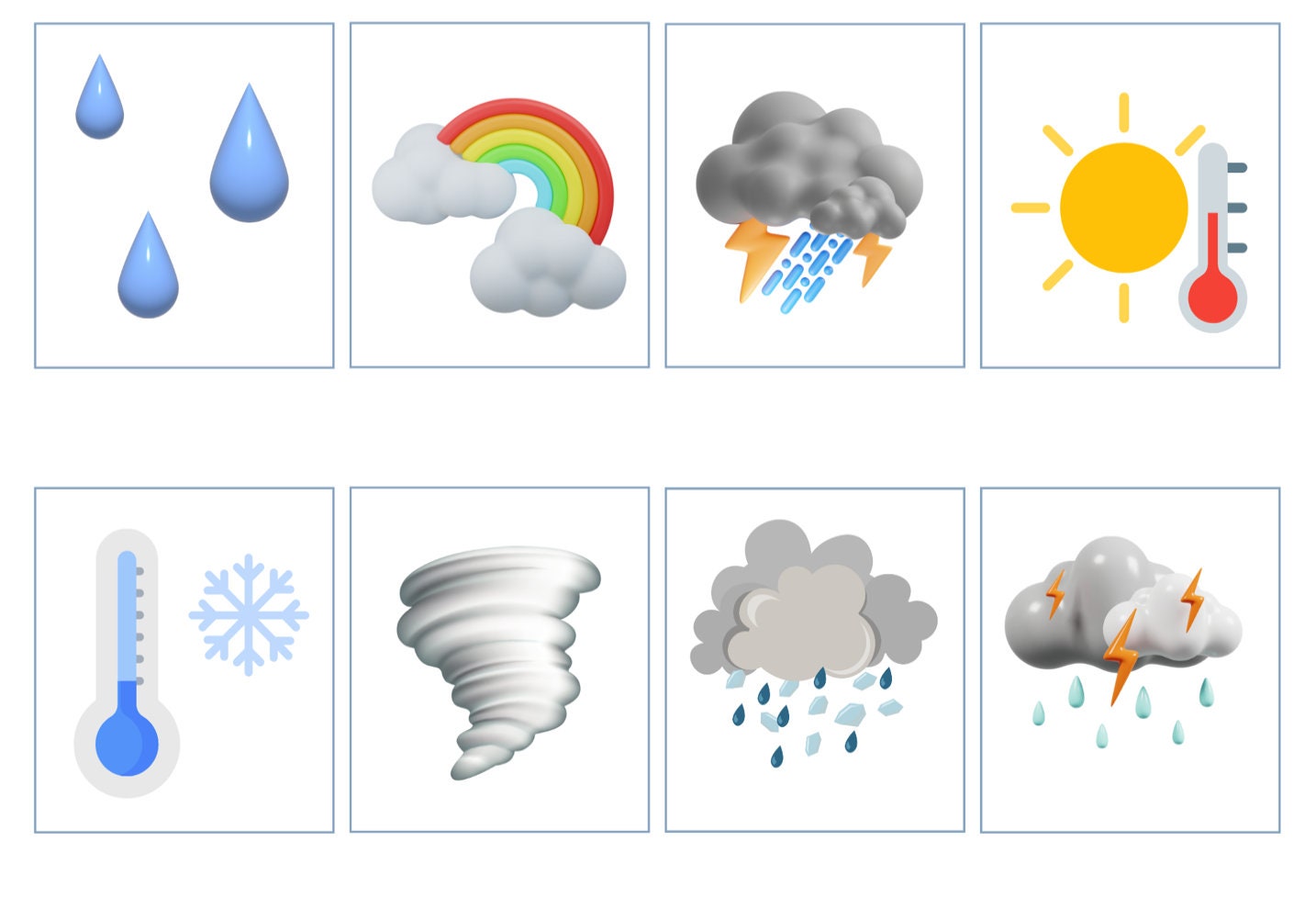 Weather Printable Memory Game Pre-school Printable Game Homeschool ...