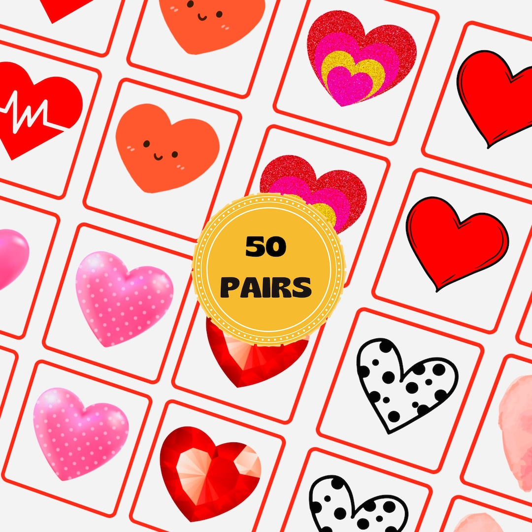 Valentine's Day Hearts Matching, Montessori Materials Printable ...