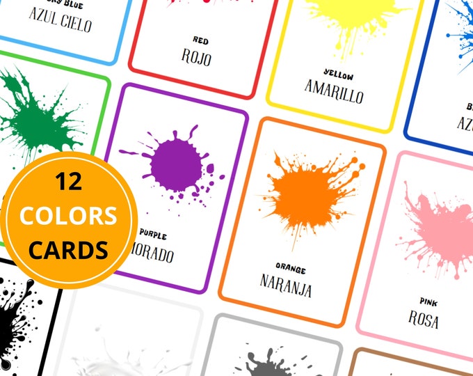 Tarjetas de colores imprimibles para niños ingles-español - Etsy México