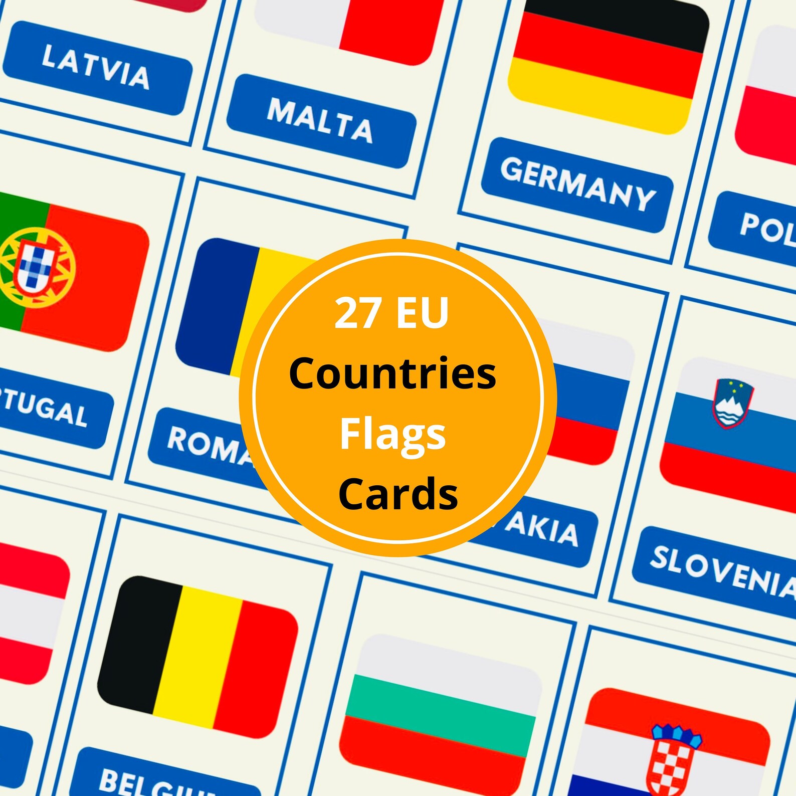 European Union Flags Flashcards Montessori Flashcards Geography Cards ...