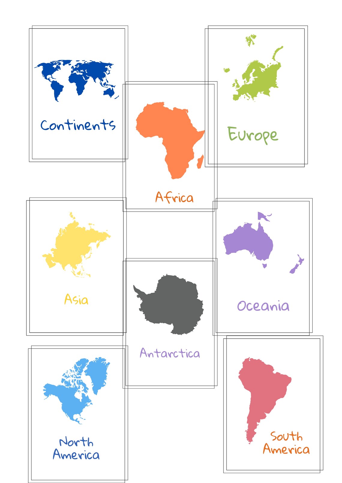 120 Flags Flashcards Game Match the Flag to Continent Montessori ...