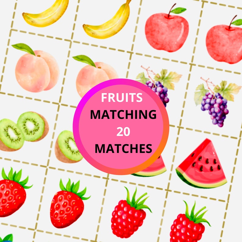 Fruits Memory Matching Game: Preschool Printable (PDF, PNG). - Etsy