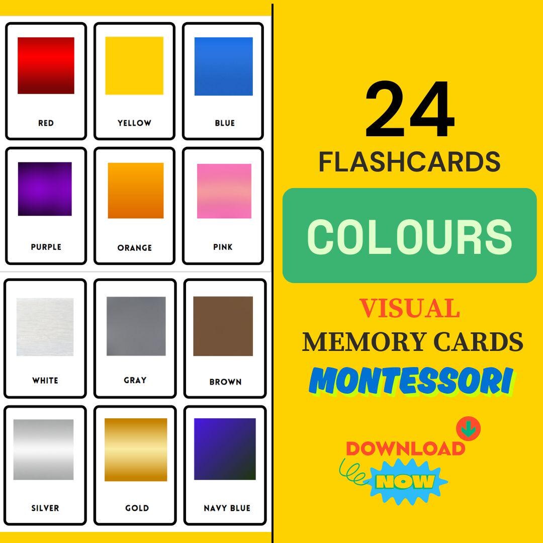 Color Flashcards, Homeschool Montessori Materials, Toddler Flash Cards ...