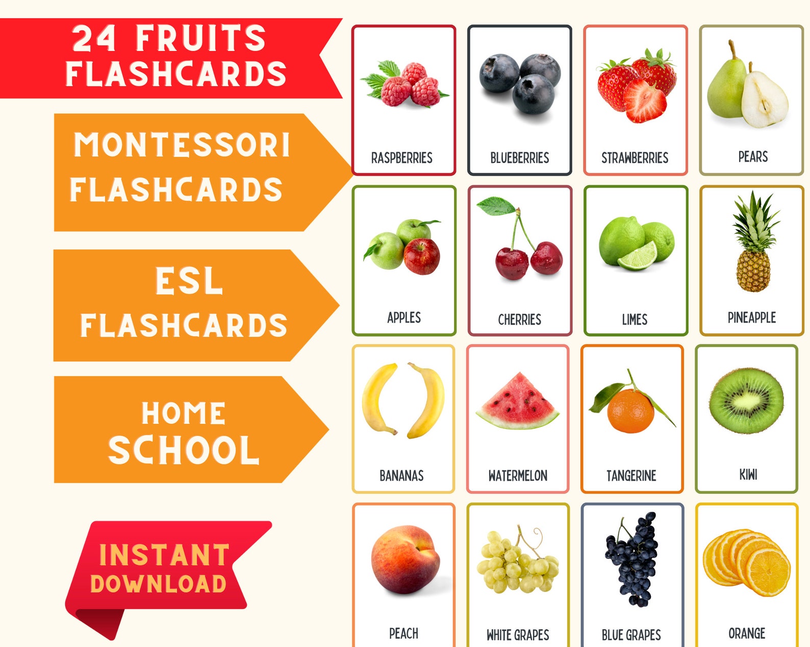 Food Flashcards Bundle, ESL Printable, 136 Cards (digital Download) - Etsy