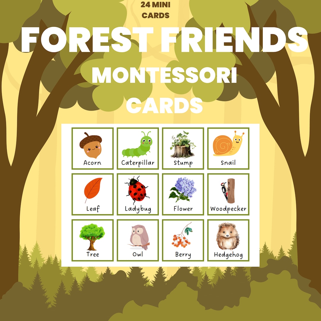Forest Friends Animals Nature Flashcard Memory Game for Kids Nature ...