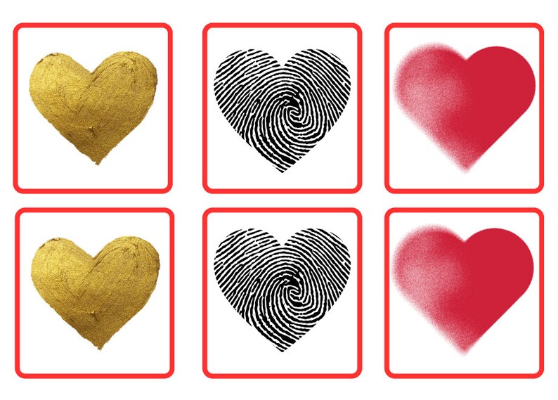 Valentine's Day Hearts Matching, Montessori Materials Printable ...