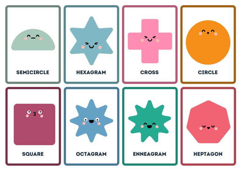 GEOMETRIC SHAPES Montessori Cards Shapes Flashcards Flash - Etsy