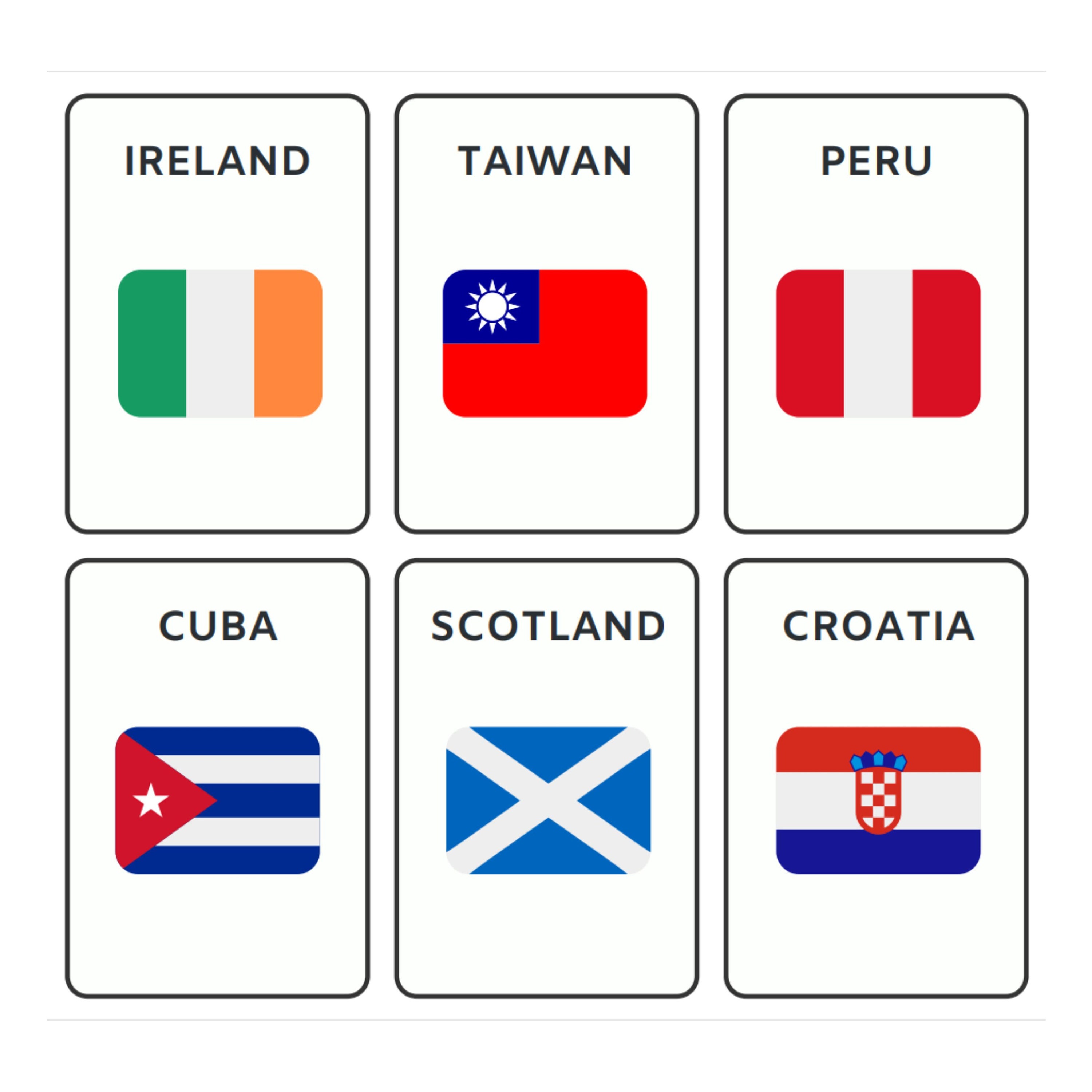 120 Flags Flashcards Game Match the Flag to Continent Montessori ...