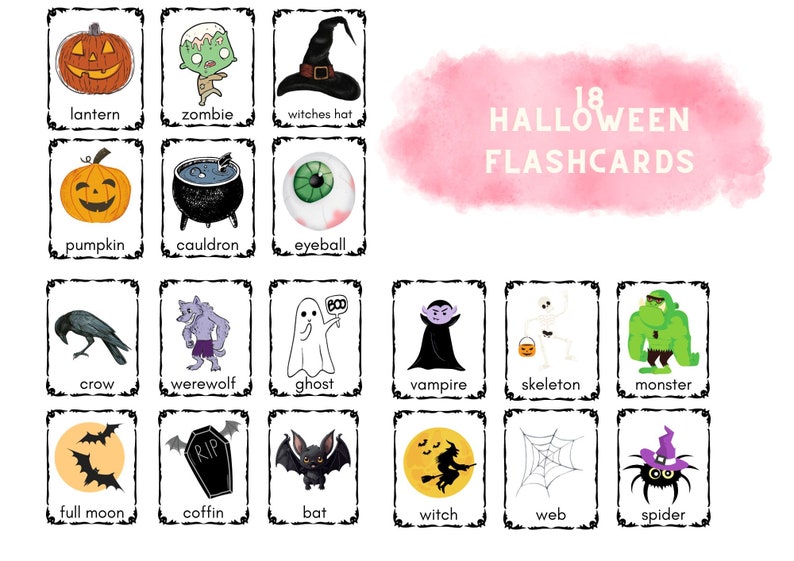 Halloween Montessori Flashcards | ESL Printable Cards (digital Download ...