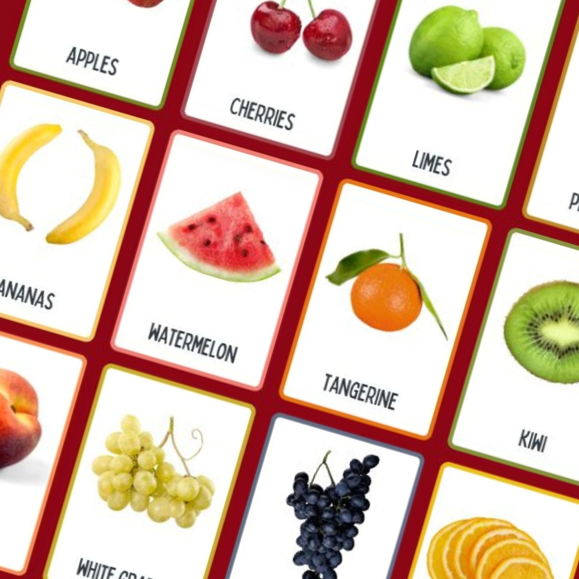 24 Printable Fruits Photos Flashcards Fruits Image Cards Montessori ...