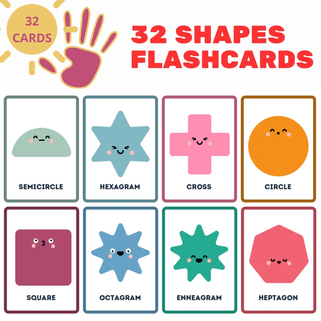 GEOMETRIC SHAPES Montessori Cards Shapes Flashcards Flash Cards ...