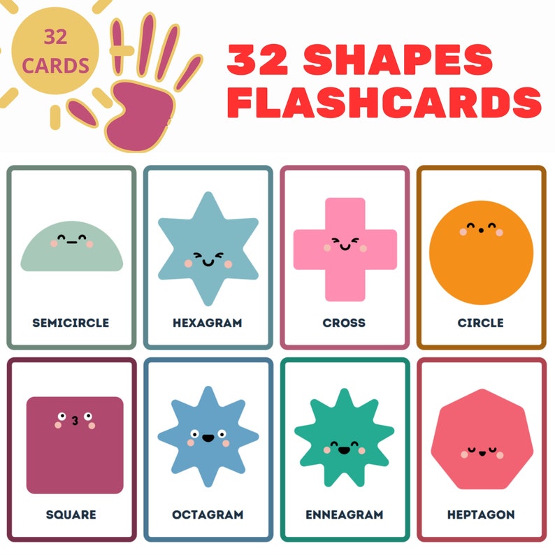 GEOMETRIC SHAPES Montessori Cards Shapes Flashcards Flash - Etsy