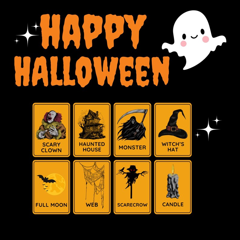 24 Printable Spooky Halloween Flashcards for Kids Halloween Flashcards ...