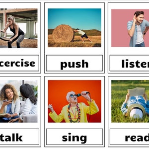 ACTION VERB Flash Cards, ESL Vocabulary Real Pictures, Parts of Speech ...
