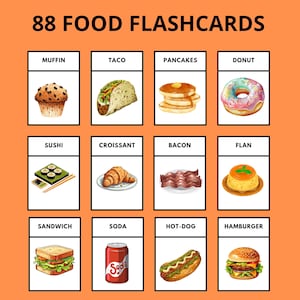 88 FOOD Flashcards 3 Part Nomenclature Cards for Homeschool and ESOL ...