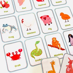 32 Printable Animal Flashcards for Kids Animals Image Cards Montessori ...