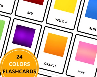 Color Flash Cards, Montessori Flashcards, Pre-school Cards, Montessori ...