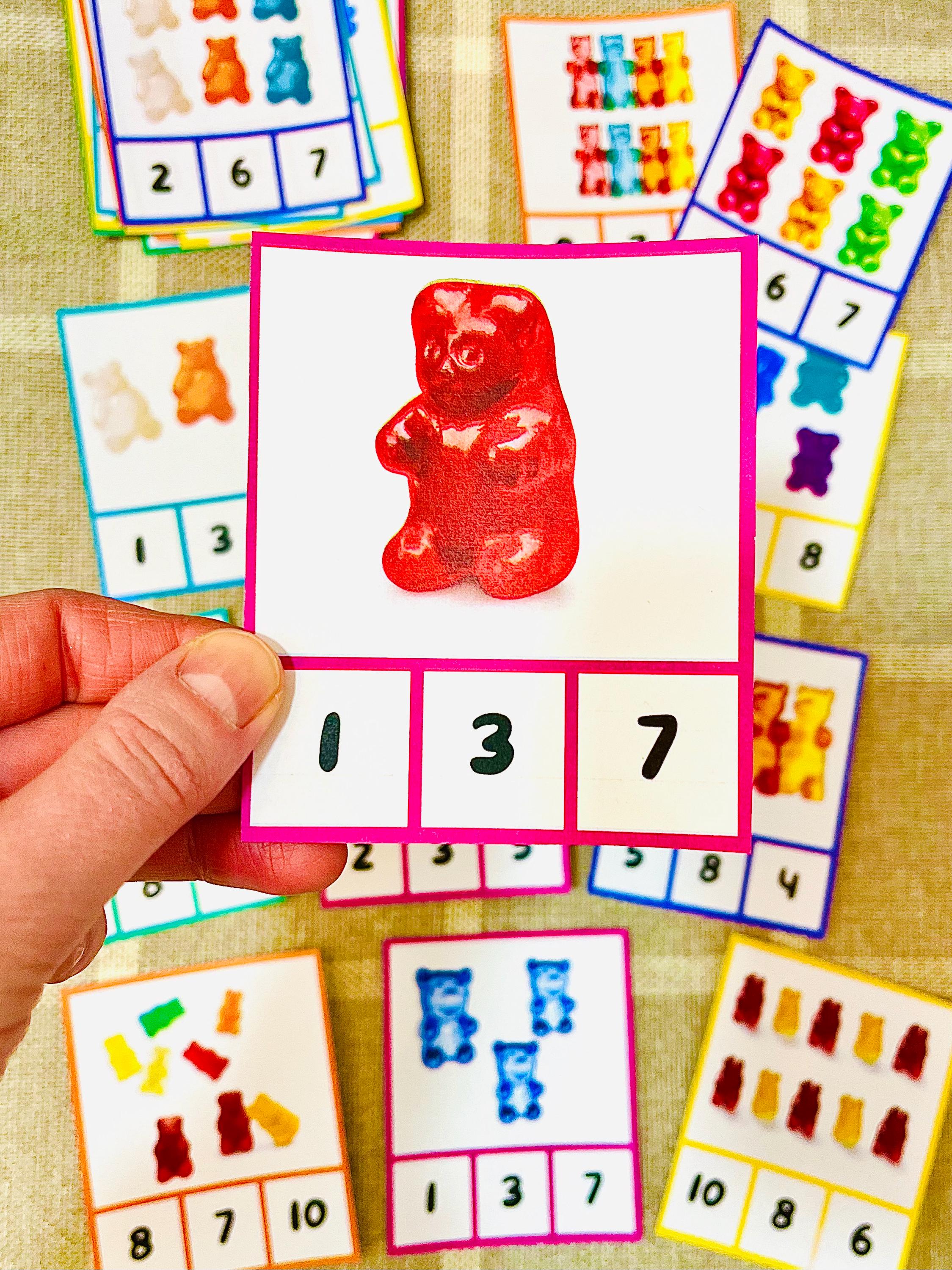 Gummy Bears Count and Clip Cards, Number Recognition (PDF Pattern). - Etsy