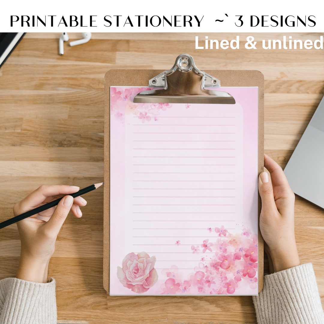 Pink Roses Writing Paper, Floral Stationery Set (PDF). - Etsy