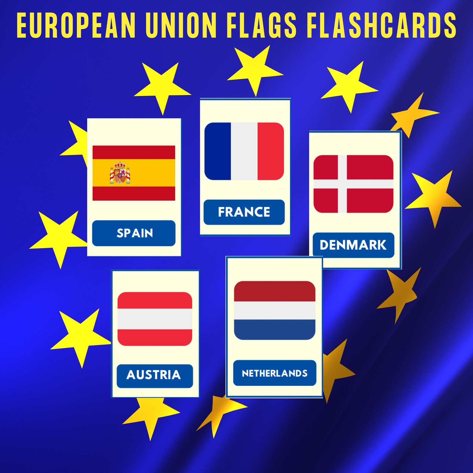 European Union Flags Flashcards Montessori Flashcards Geography Cards ...