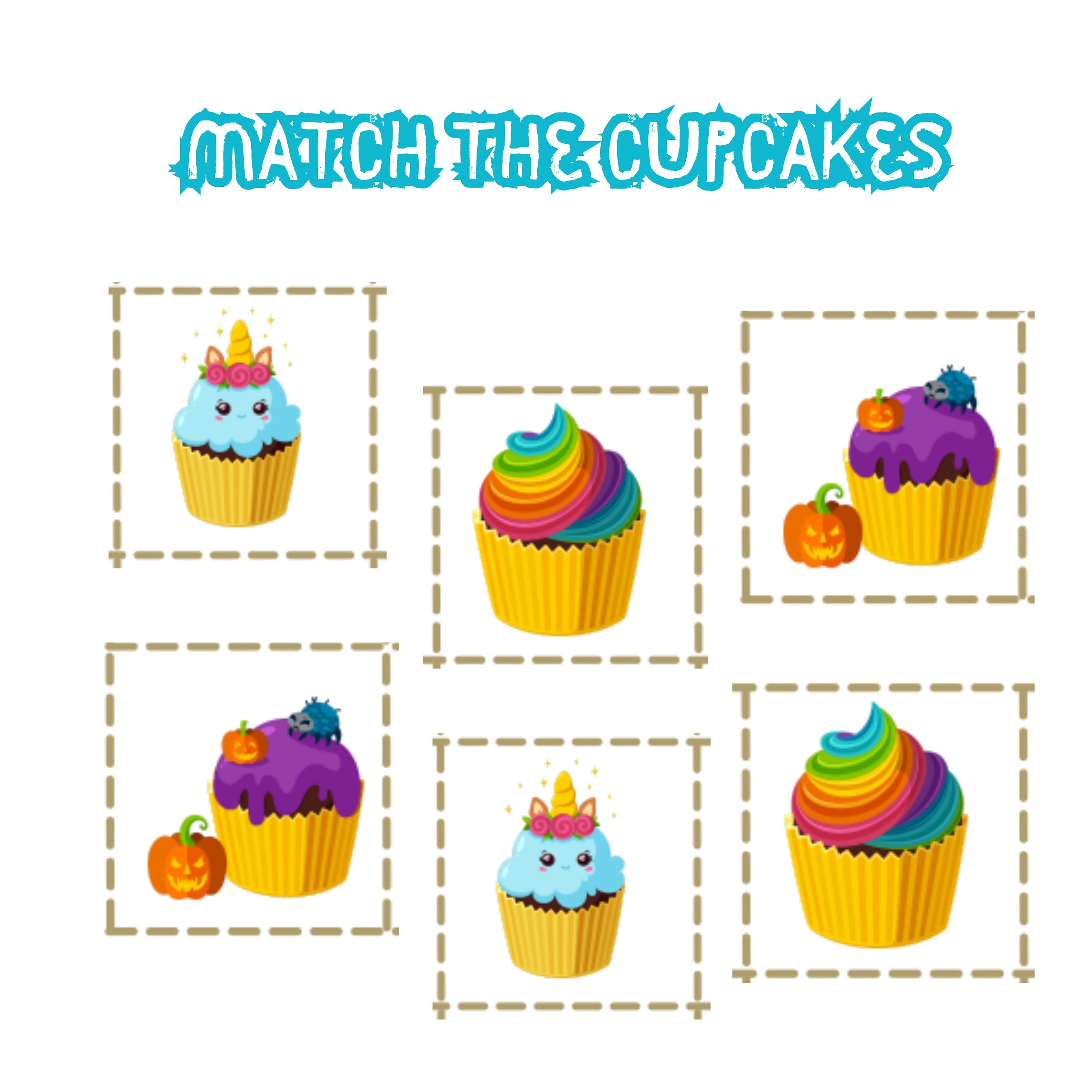 Cupcakes Memory Game Printable, Preschool Matching Activity (PDF/PNG ...