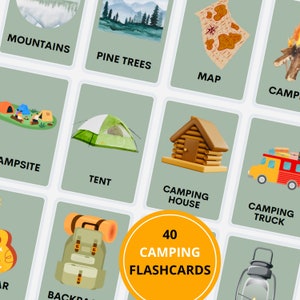 Camping Flash Cards, Outdoors Adventure, Montessori Cards (PDF/PNG). - Etsy