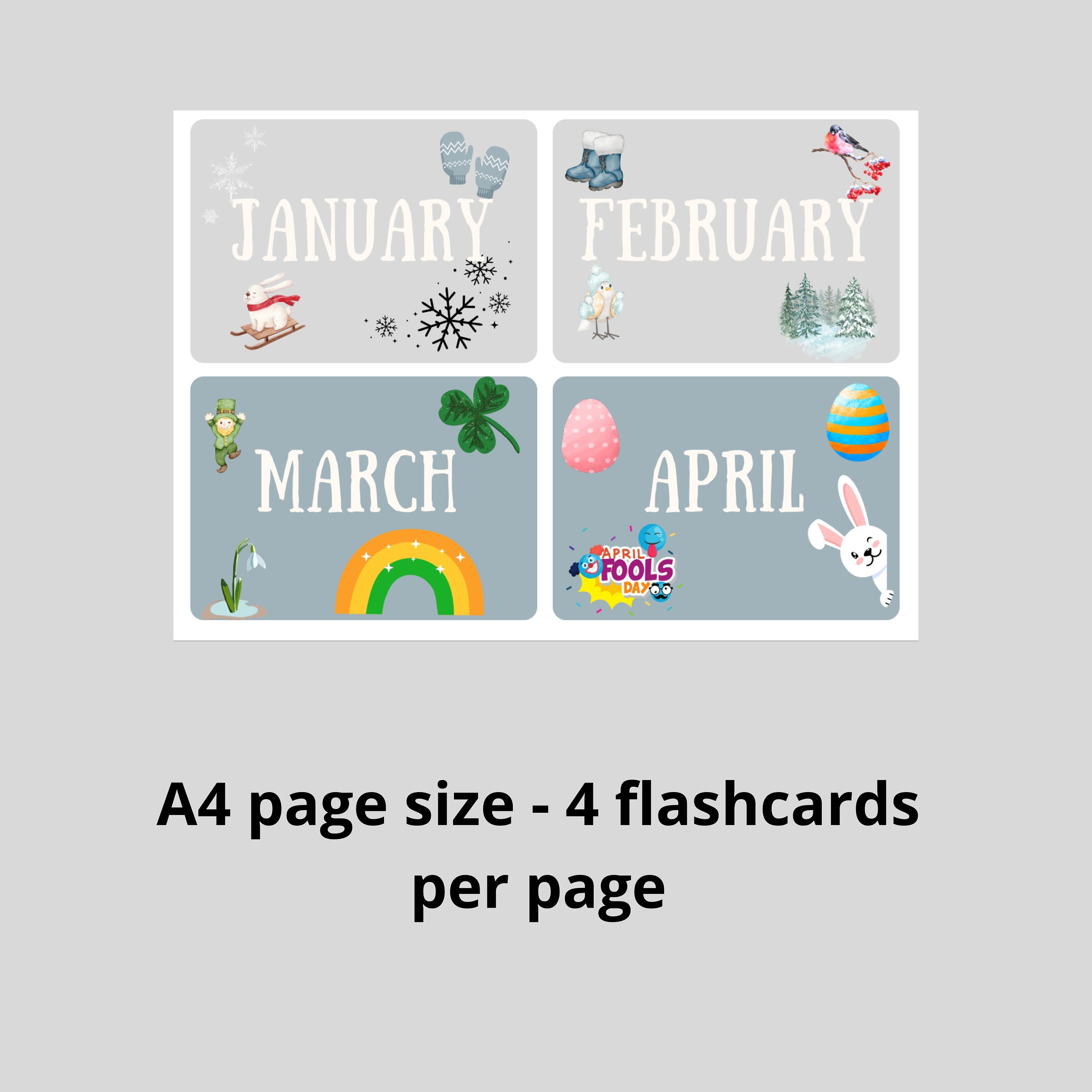 Months of the Year Flashcards, Montessori Flashcards, Nomenclature ...