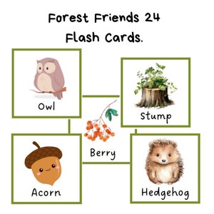 Forest Friends Animals Nature Flashcard Memory Game for Kids Nature ...