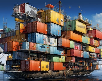 Shipping Container Art, Architecture, Future Style, Digital PNG File - Etsy