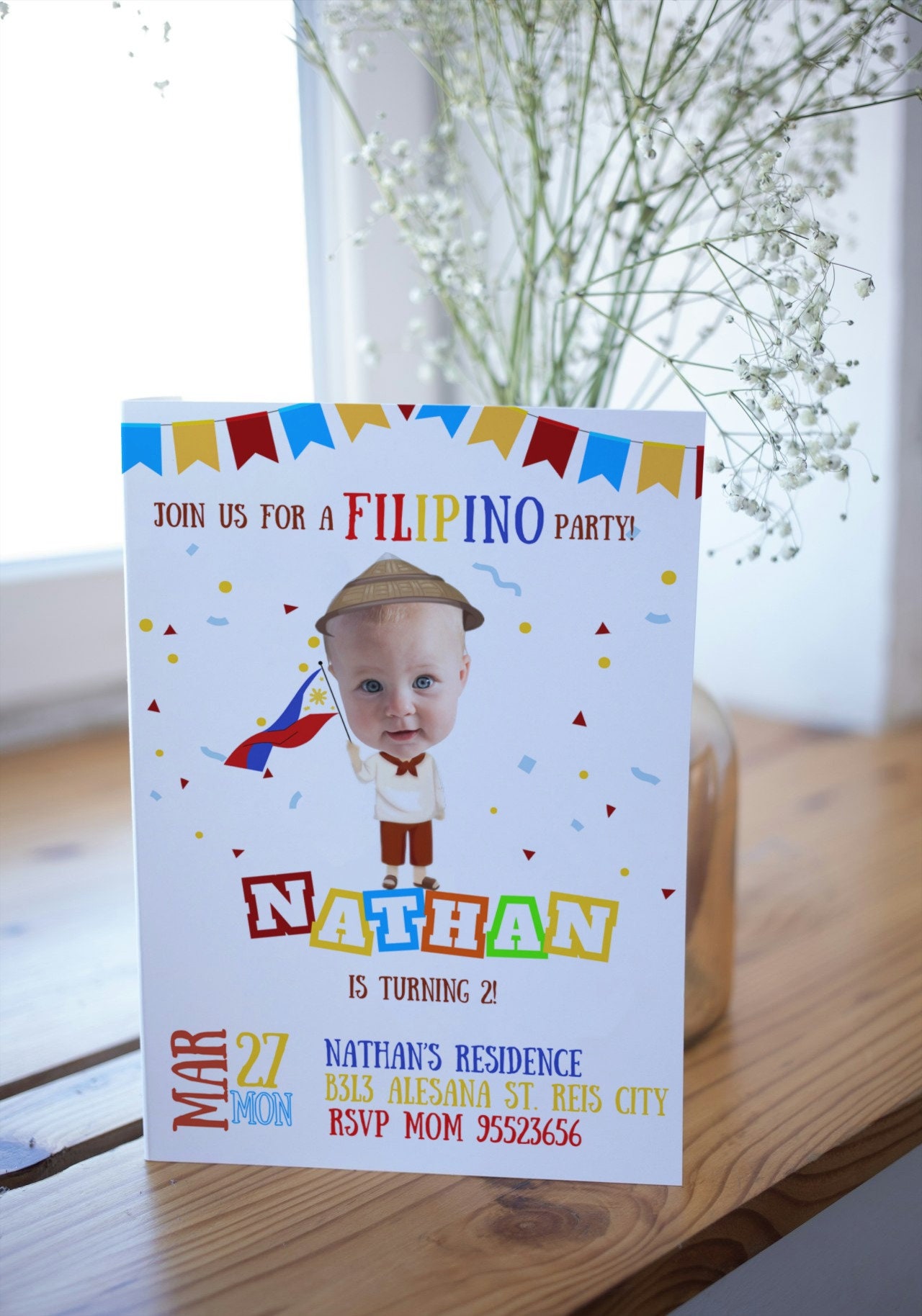 Filipino Party Theme Printable Invitation With Photo Party Invitation ...