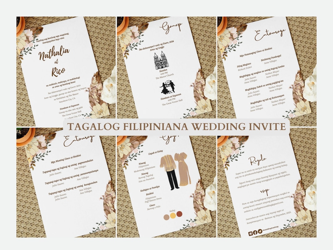 Complete Tagalog Traditional Filipiniana Wedding Invitation Editable ...