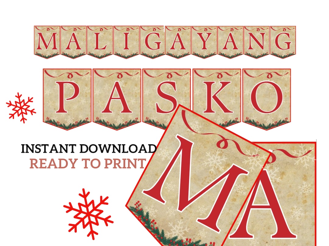 Vintage Maligayang Pasko Banner CHRISTMAS BUNTING Filipino Christmas ...