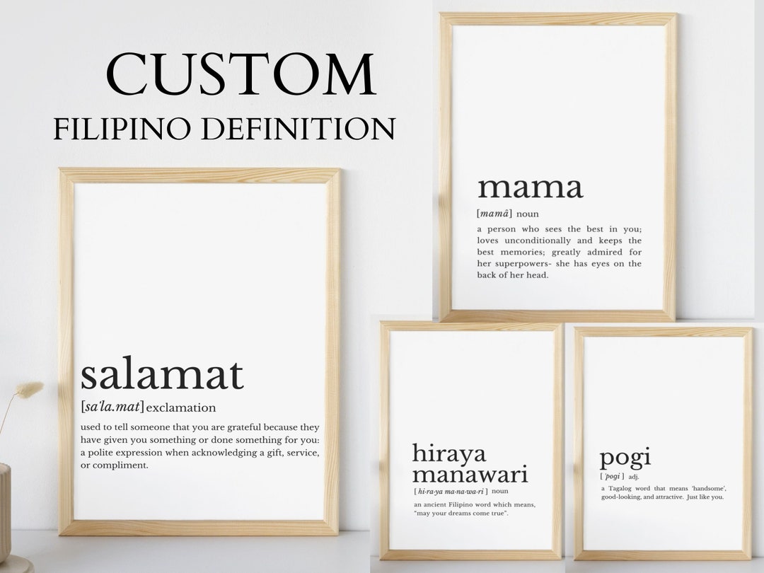 CUSTOM Filipino Definition Art Print Filipino Word Art Philippines Gift ...
