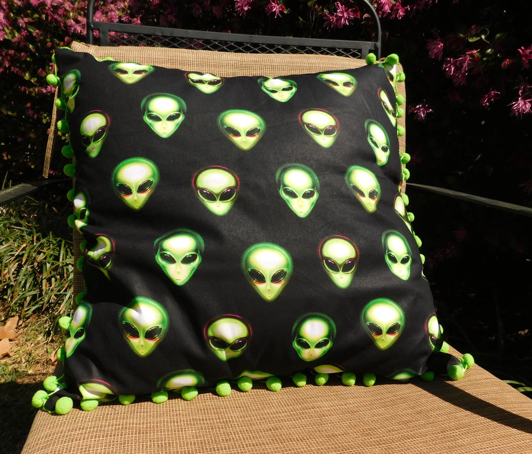 Aliens With Pom Poms Pillow Cover / Envelope Closure/ 16" X 16 " or 18 ...