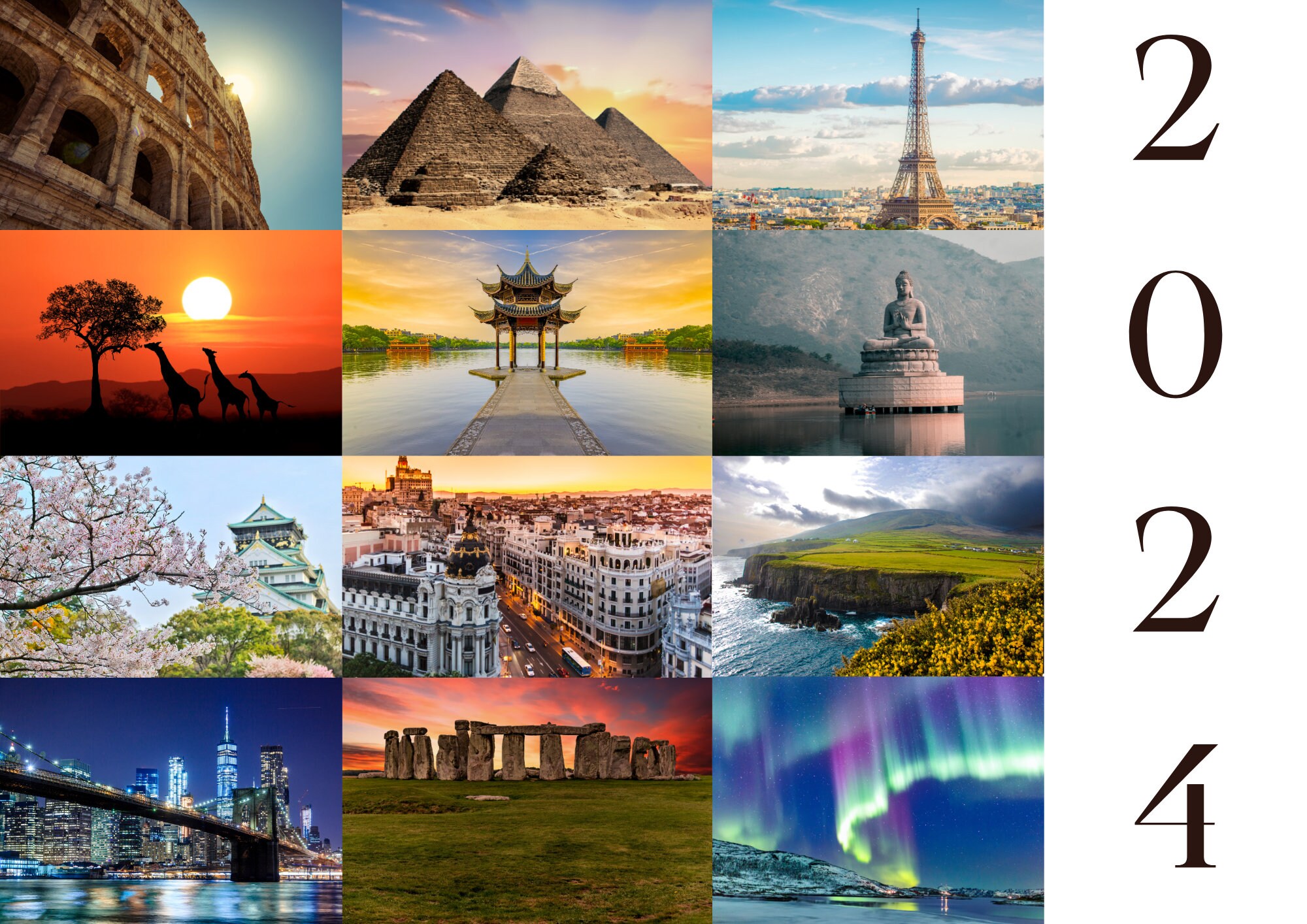 Printable 2024 Calendar With Fascinating Photos From Around - Etsy